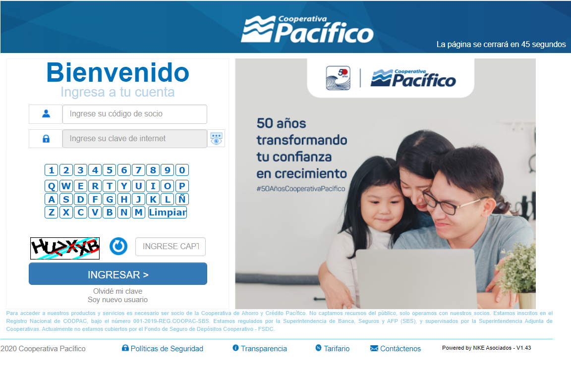 Cooperativa de Ahorro y Crédito Pacífico | Pacinet Web